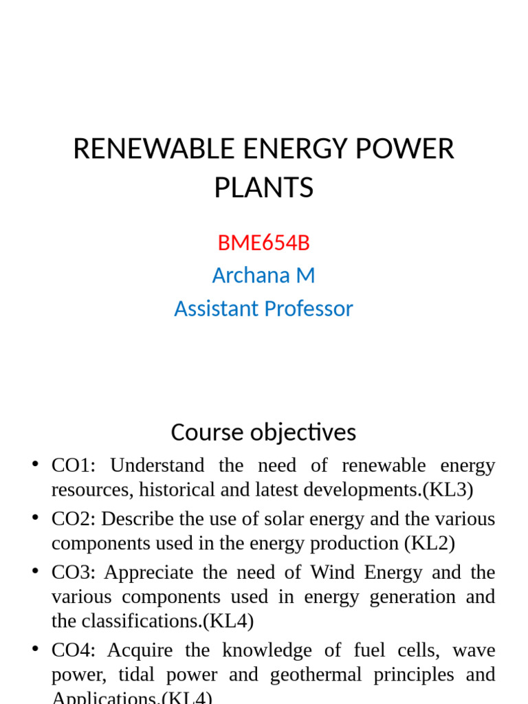 Introduction RENEWABLE ENERGY POWER PLANTS | PDF | Renewable Energy ...