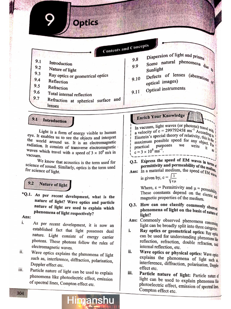 Physics 9th Chapter Optics by SM Free Digest-Unlock | PDF