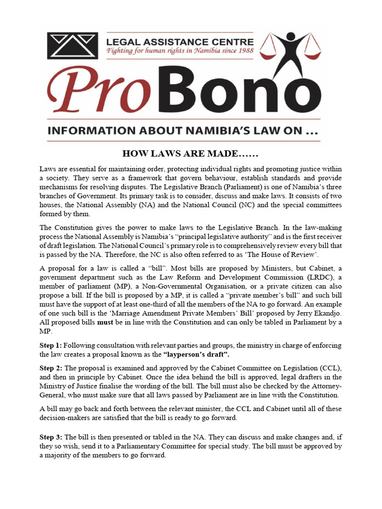 Namibia's Law-Making Process Explained | PDF | Bill (Law) | Cabinet ...