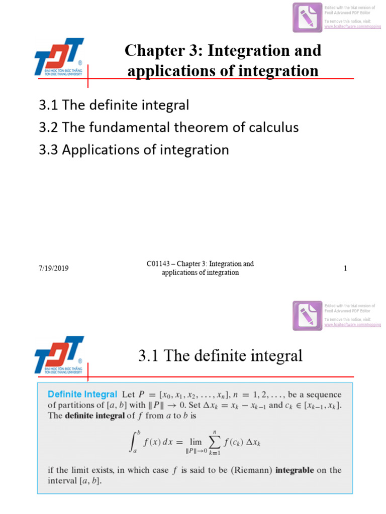 C01143 - Chapter 3. Integration and Applications of Integration | PDF | Integral | Calculus