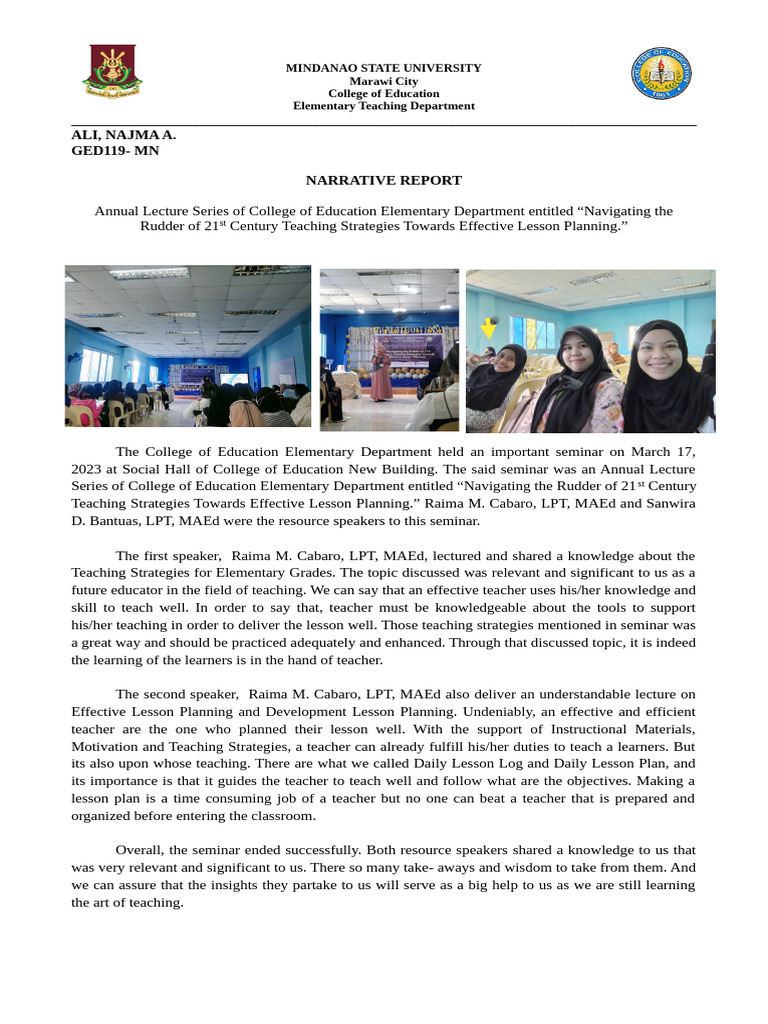 Narrative | PDF | Teachers | Lesson Plan