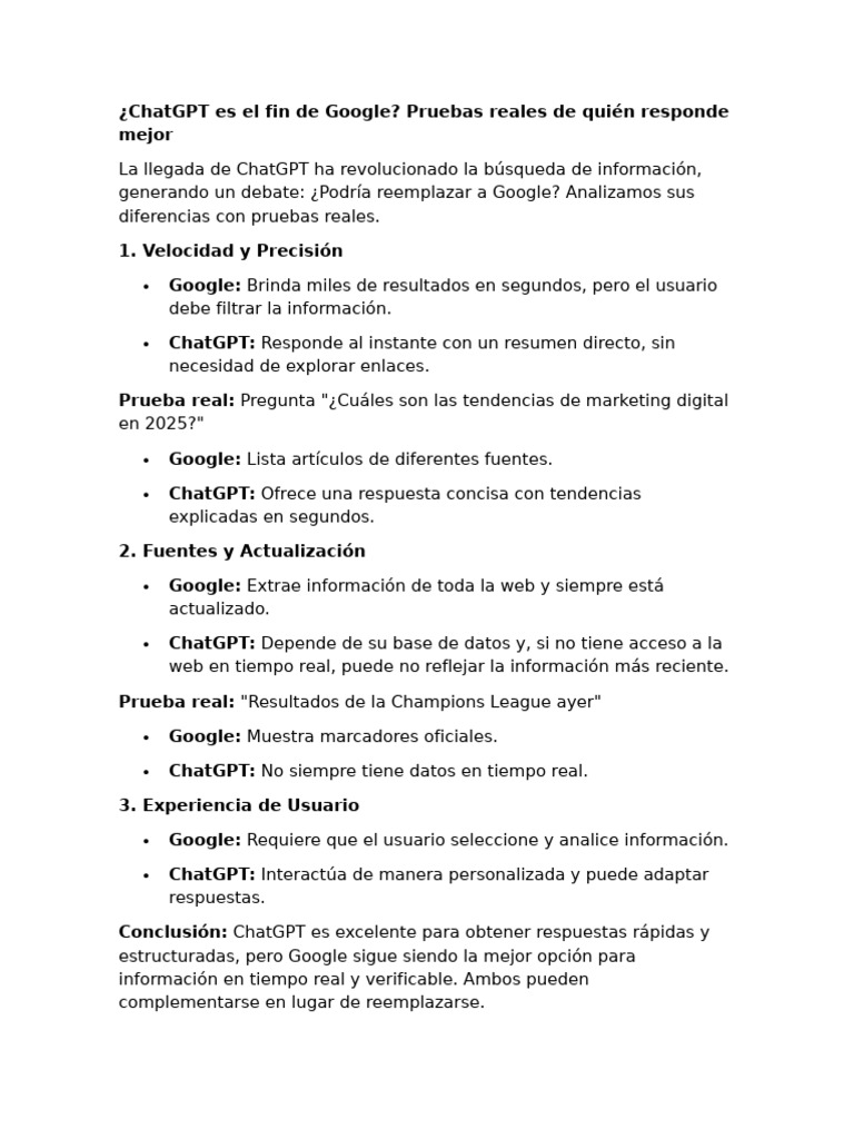 ChatGPT Versus Google | PDF