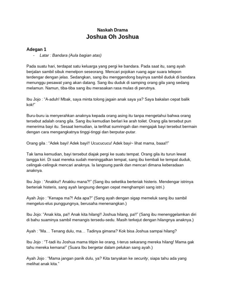Naskah Drama Joshua Oh Joshua-4-1-1 | PDF