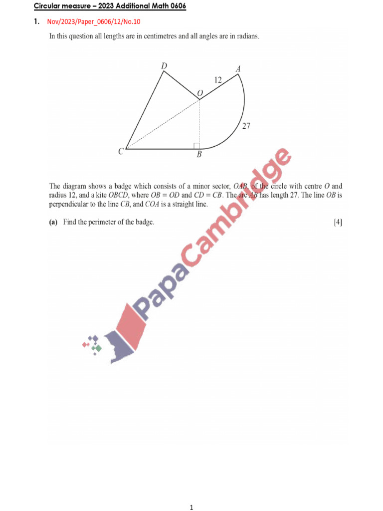 2023 Circular Measure Add Math 0606 | PDF