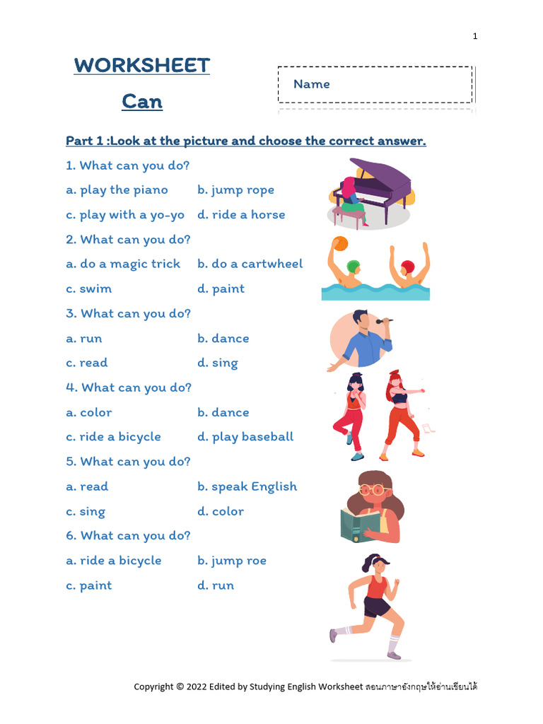 ป.2 Worksheet Can เฉลย | PDF