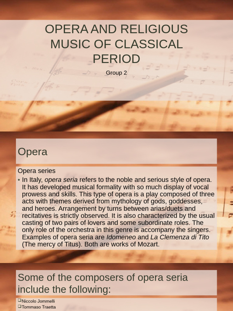 Classical Period Opera and Religious Music | PDF | Opera | Classical Music