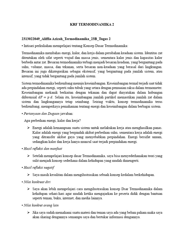 Termodinamika - 23B - KRF 2 | PDF