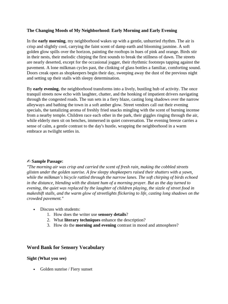 Neighborhood's Daily Rhythms | PDF | Taste