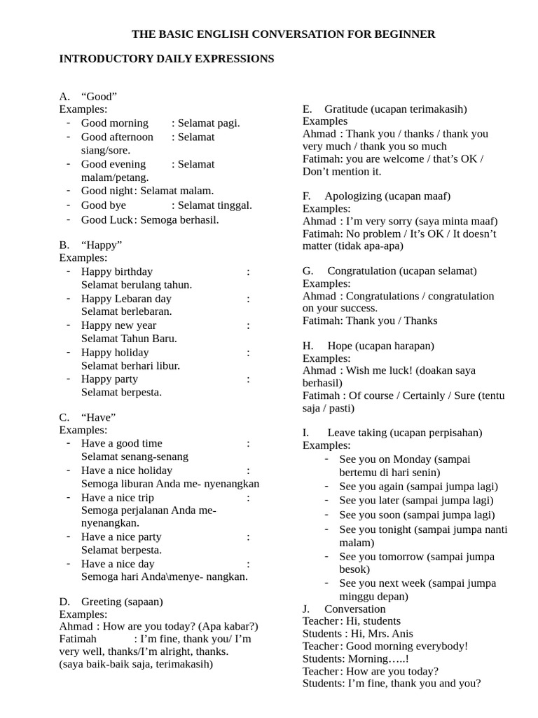 Print Basic English For Beginner | PDF