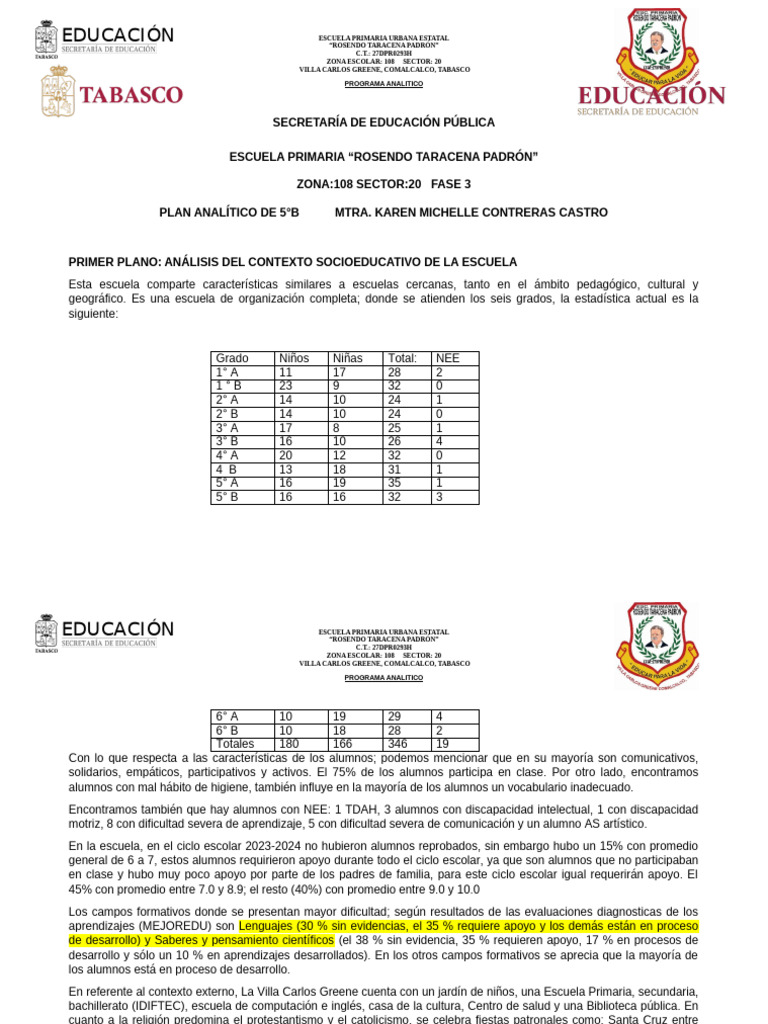 ANALÍTICO - DE - 5TO - GRADO Segundo Tri | PDF | Educación primaria | Biodiversidad