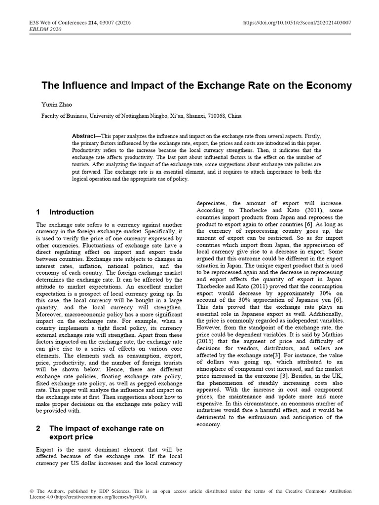 The Influence and Impact of The Exchange Rate On T | PDF | Exchange ...