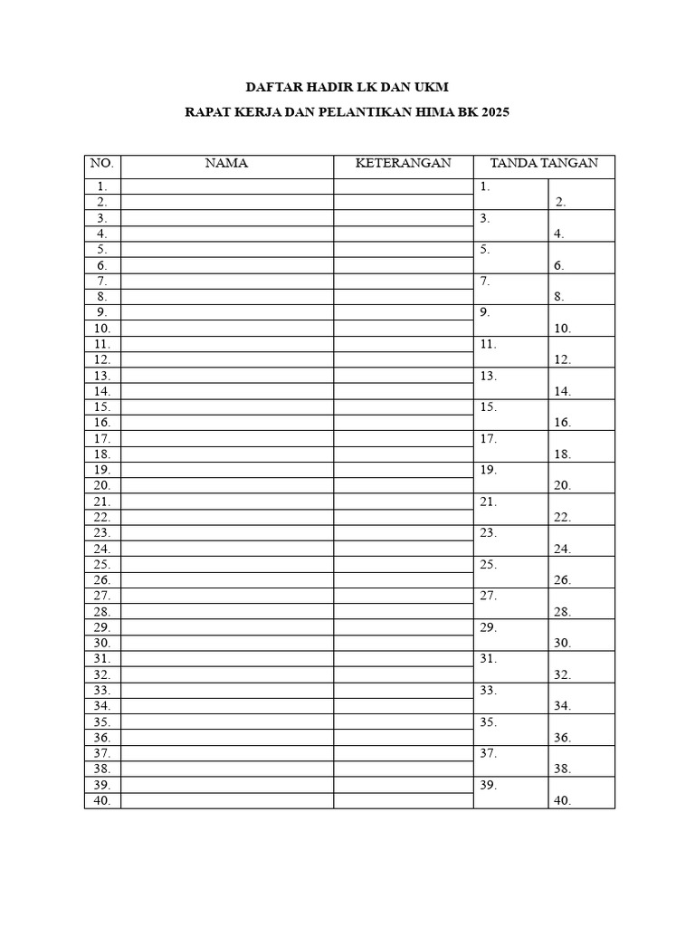 Daftar Hadir LK Dan Ukm | PDF