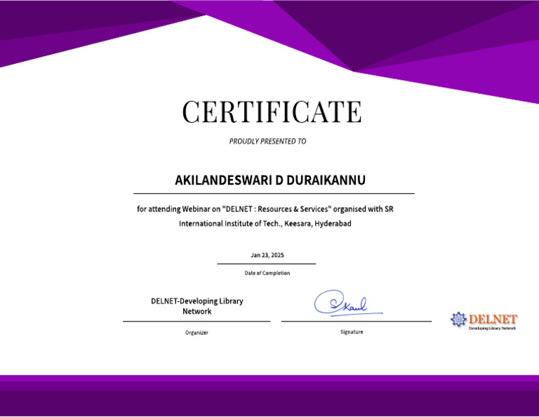 Certificate DELNET2 | PDF