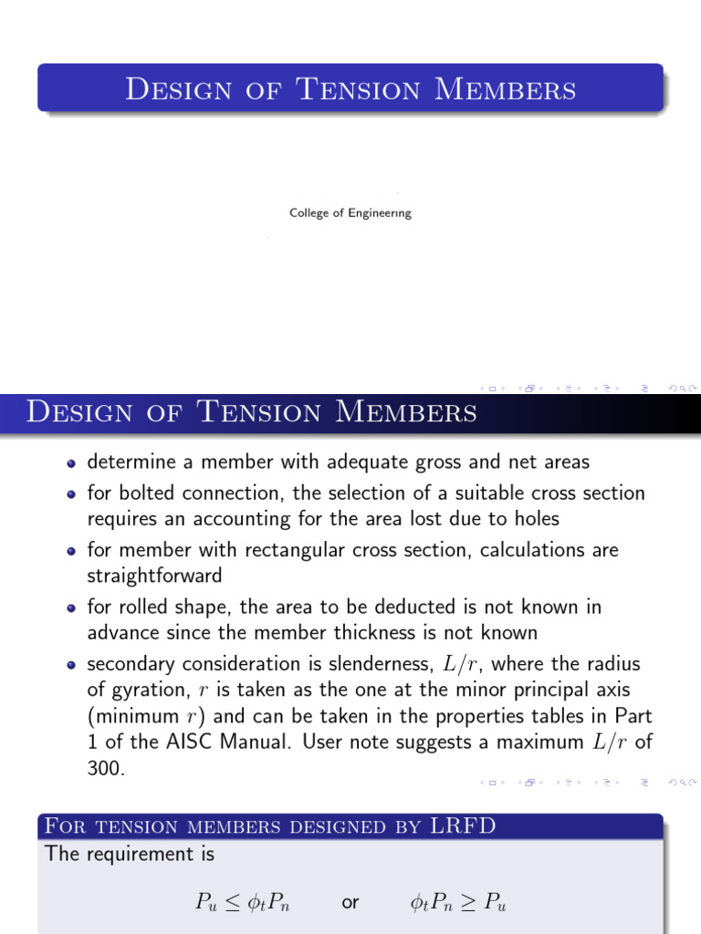 Tension Member Design in Civil Engineering | PDF | Truss | Mechanical ...