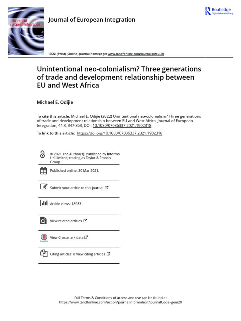 Unintentional Neo-Colonialism Three Generations of Trade and ...