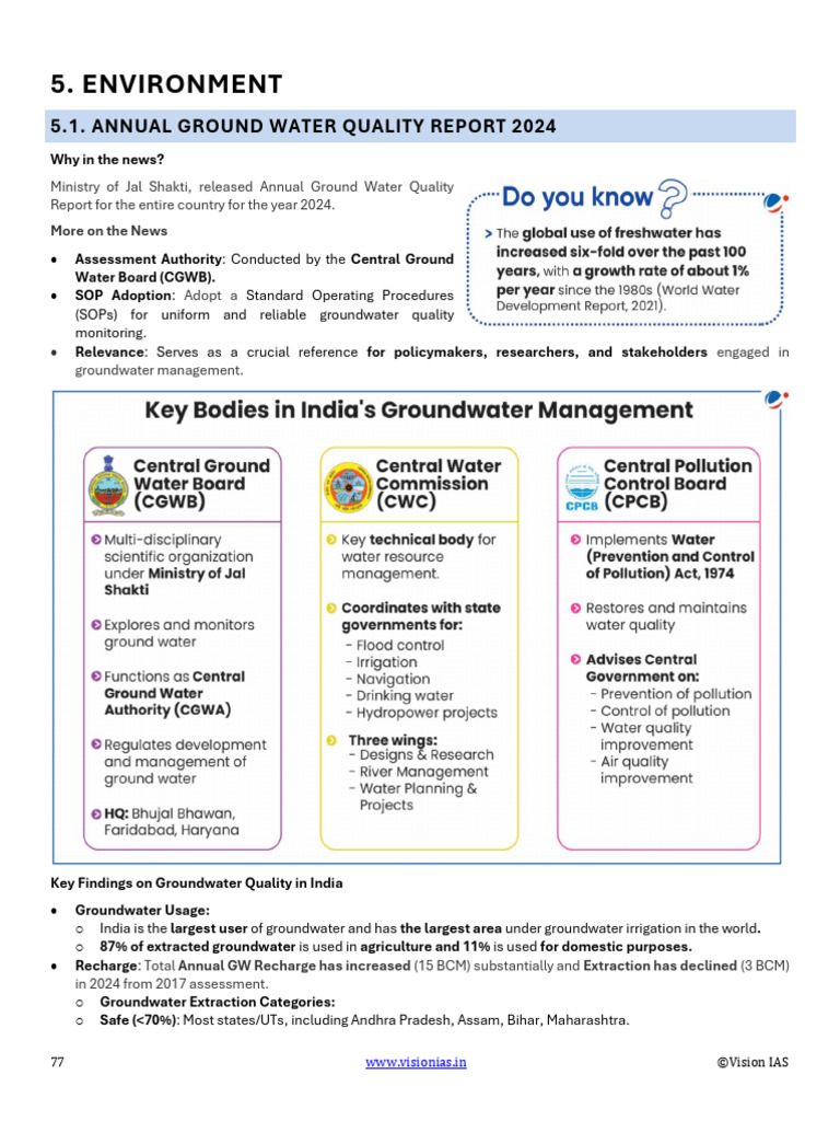 Environment & Geo Ca Jan 2025 | PDF | Water Cycle | Natural Environment