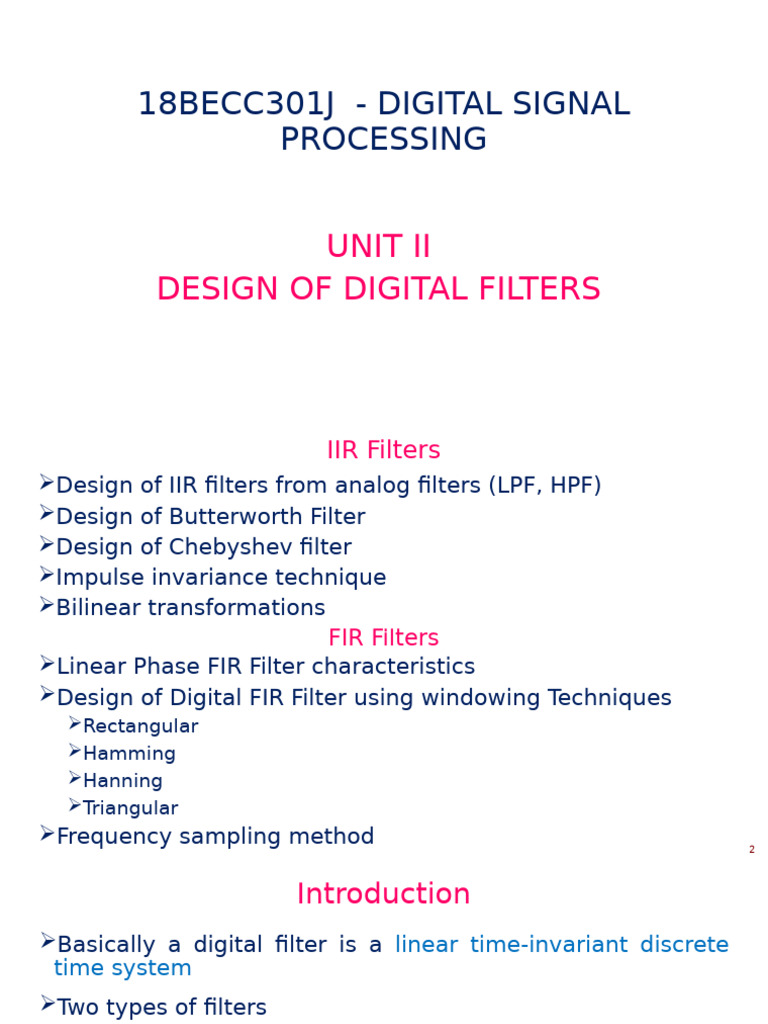 DSP Unit 2 IIR Filters Design(BW,Che,BLT,IIT) | PDF | Filter (Signal Processing) | Low Pass Filter