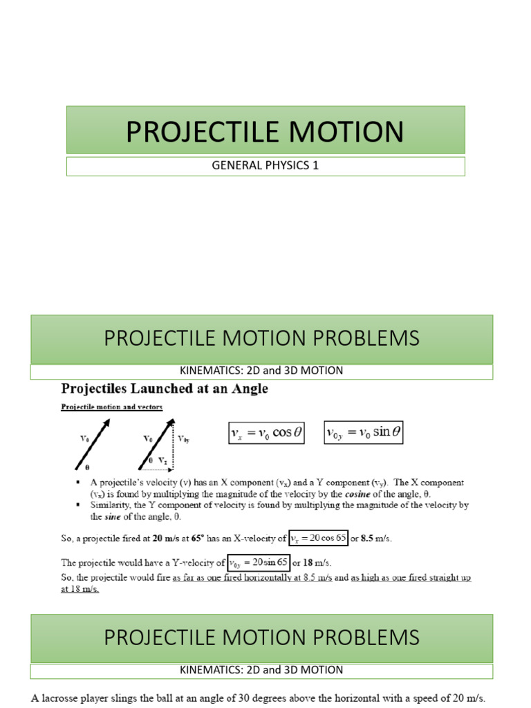 Angle Launched Projectile Motion | PDF
