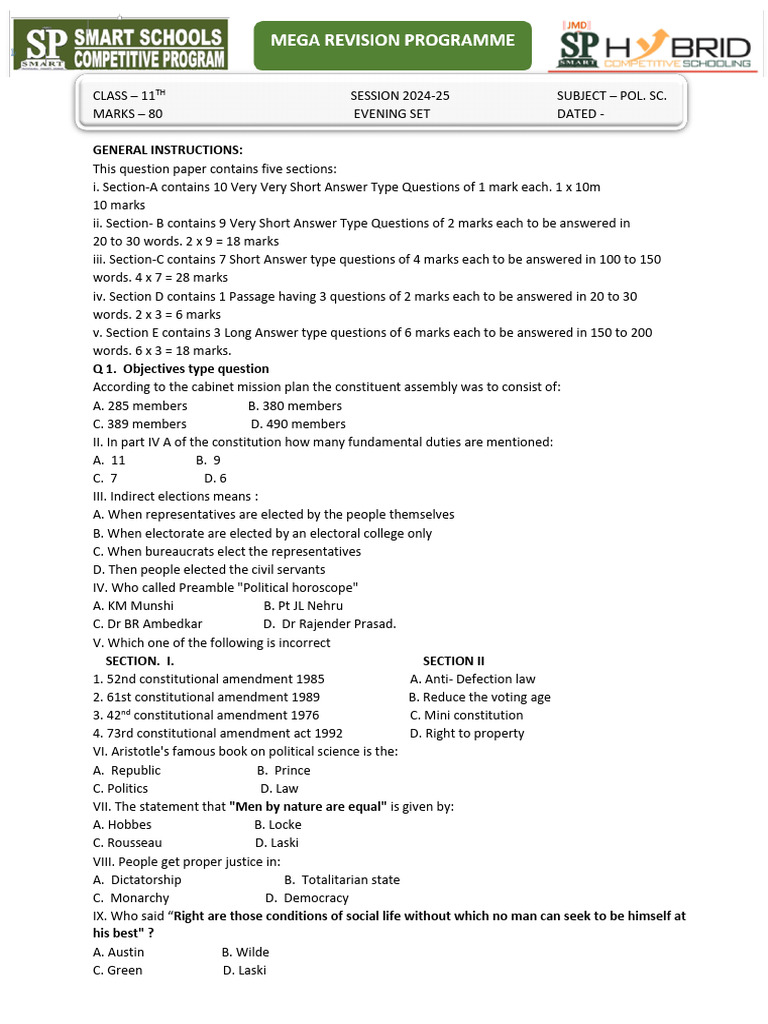 Pol SC 11 Mega Revision Set 07 | PDF | Democracy | Political Ideologies