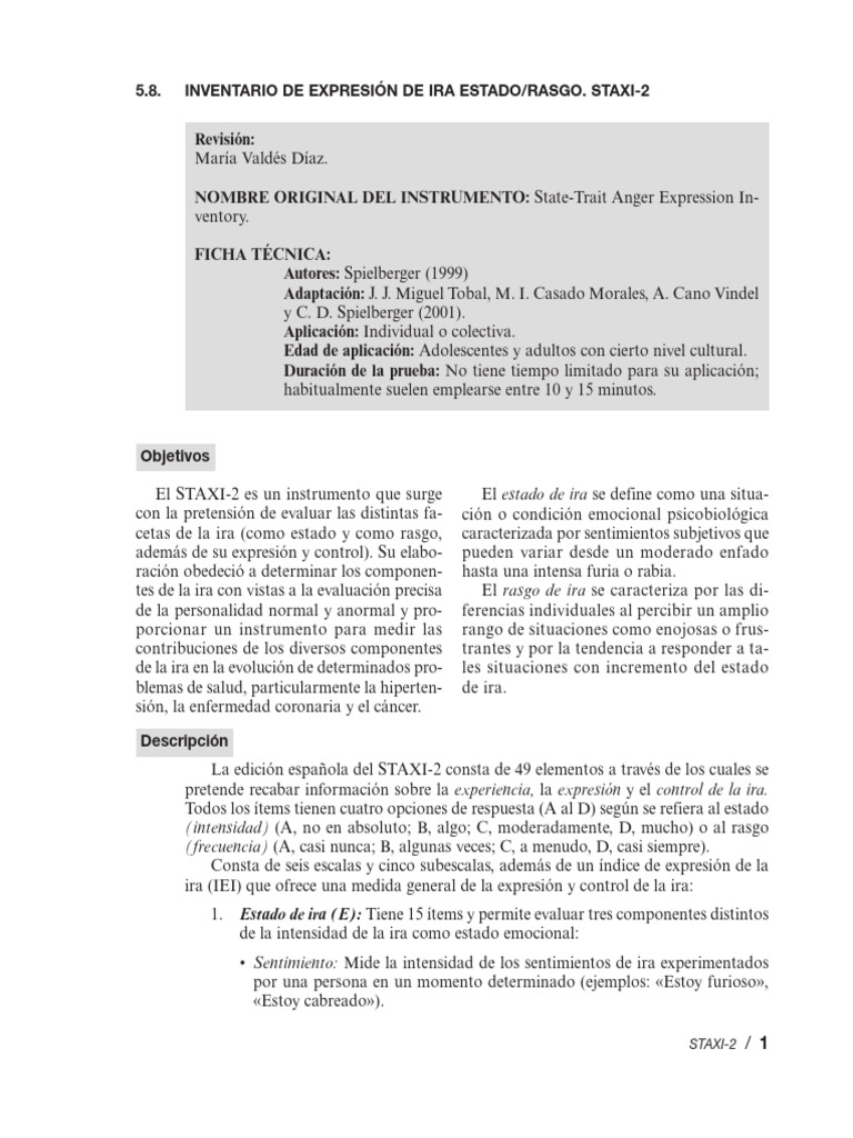 Staxi-2 Manual | PDF | Ira | Conceptos psicologicos