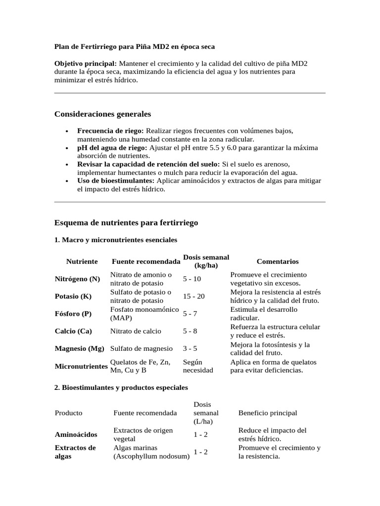Fertirriego Eficiente para Piña MD2 | PDF | Riego | Nutrientes