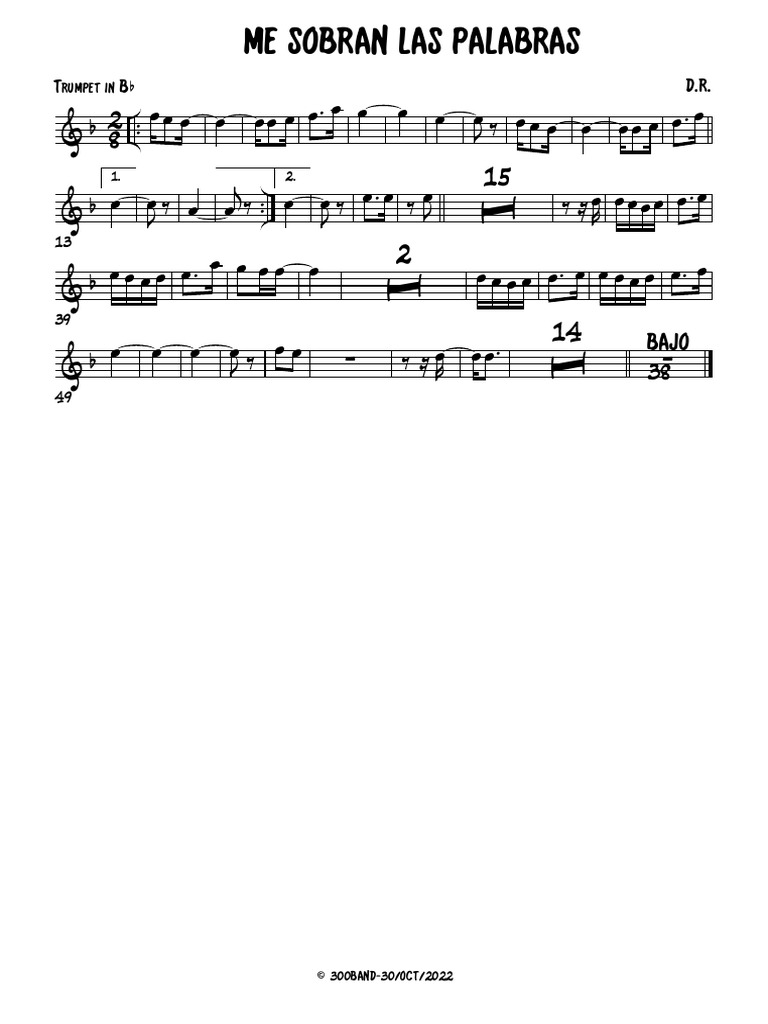 Me Sobran Las Palabras - Trumpet BB | PDF