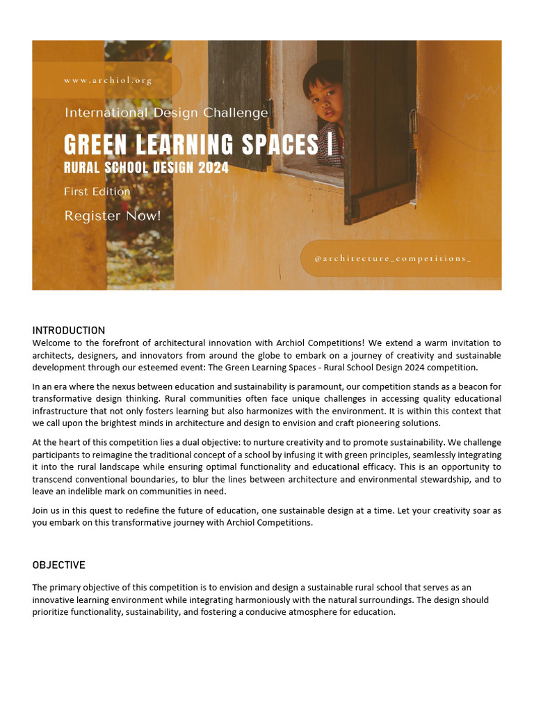 Green Learning Spaces - Rural School Design 2024 - Brief | PDF ...