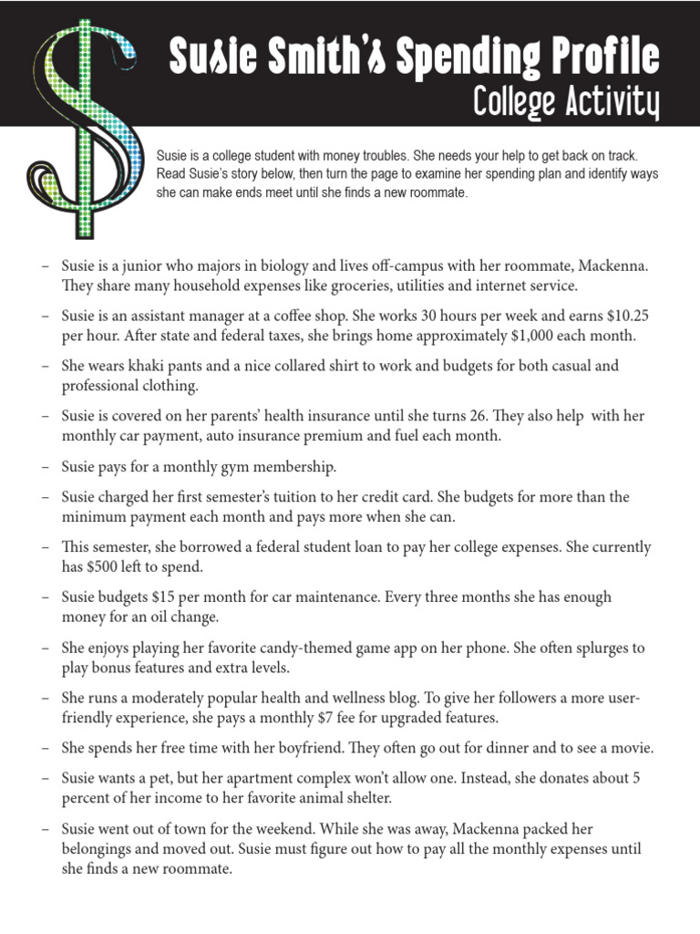 Susie Smith's Spending Profile | PDF | Expense | Economies