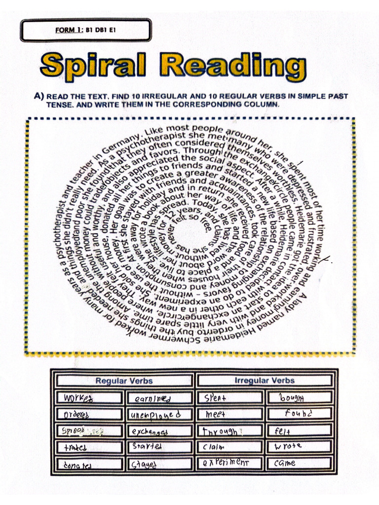 English Task-Spiral Reading | PDF