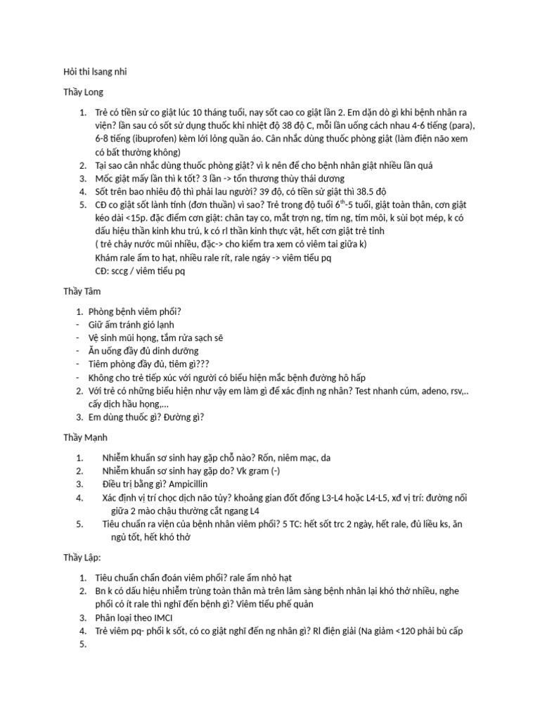 Hỏi thi lsang nhi | PDF