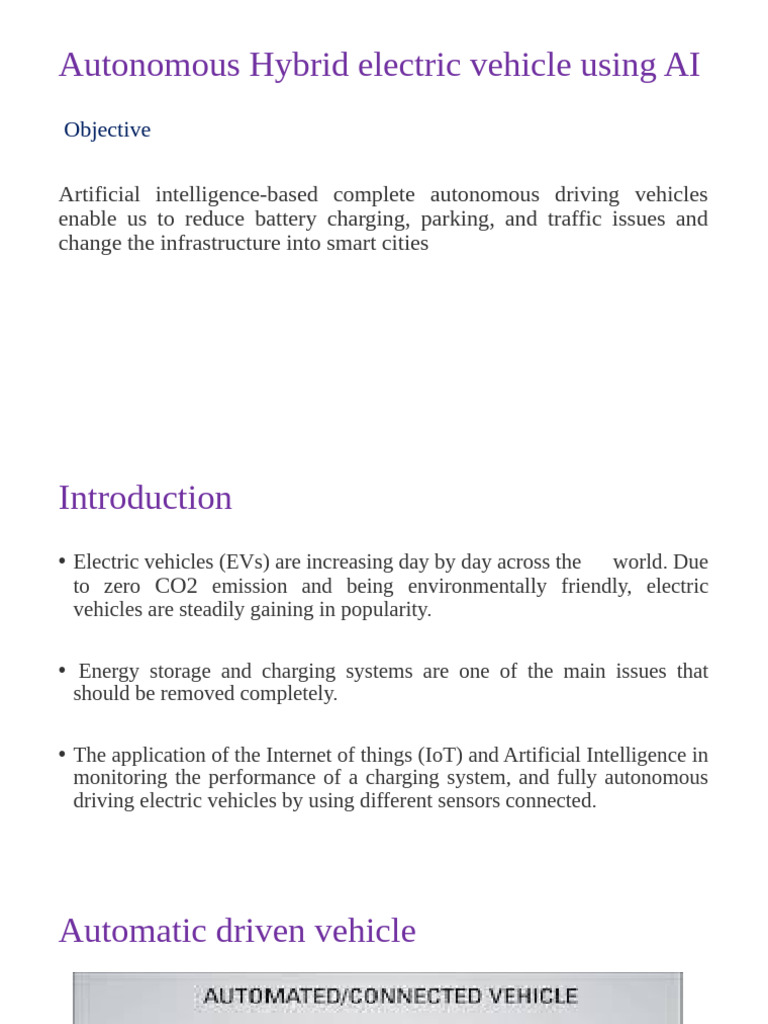 Autonomous Hybrid Electric Vehicle Using AI | PDF | Hybrid Vehicle ...