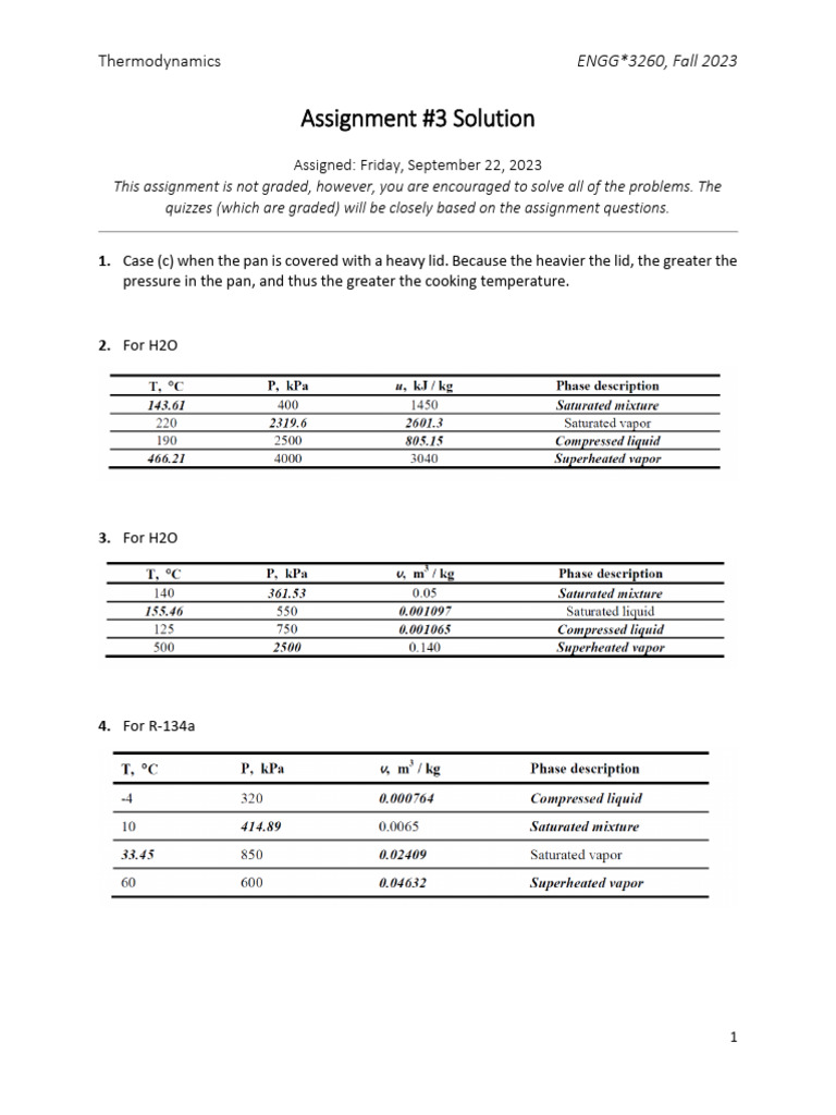 Assignment 3 Sol | PDF | Steam | Enthalpy