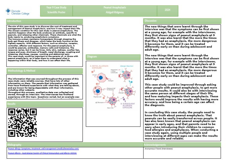 Case Study Peanut Anaphylaxis Poster | PDF | Allergy | Medical Specialties