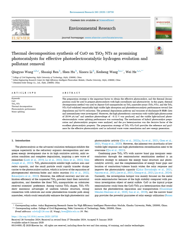 Tổng hợp phân hủy nhiệt CuO trên TiO2 | PDF | Physical Sciences | Physical Chemistry