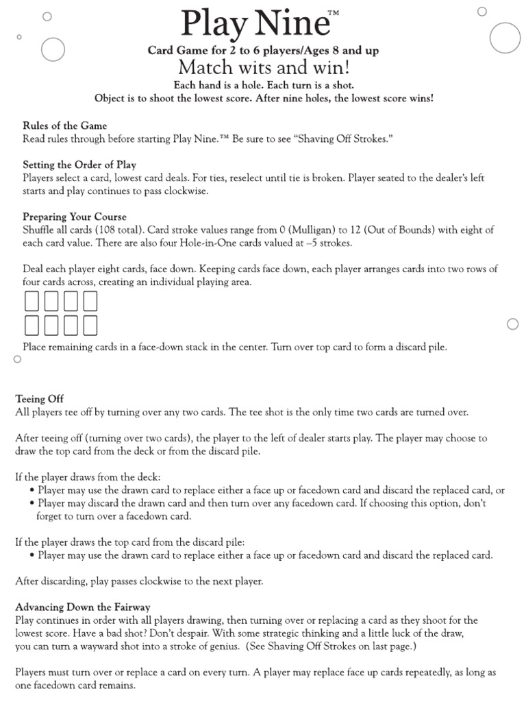 Play Nine - Rules | PDF