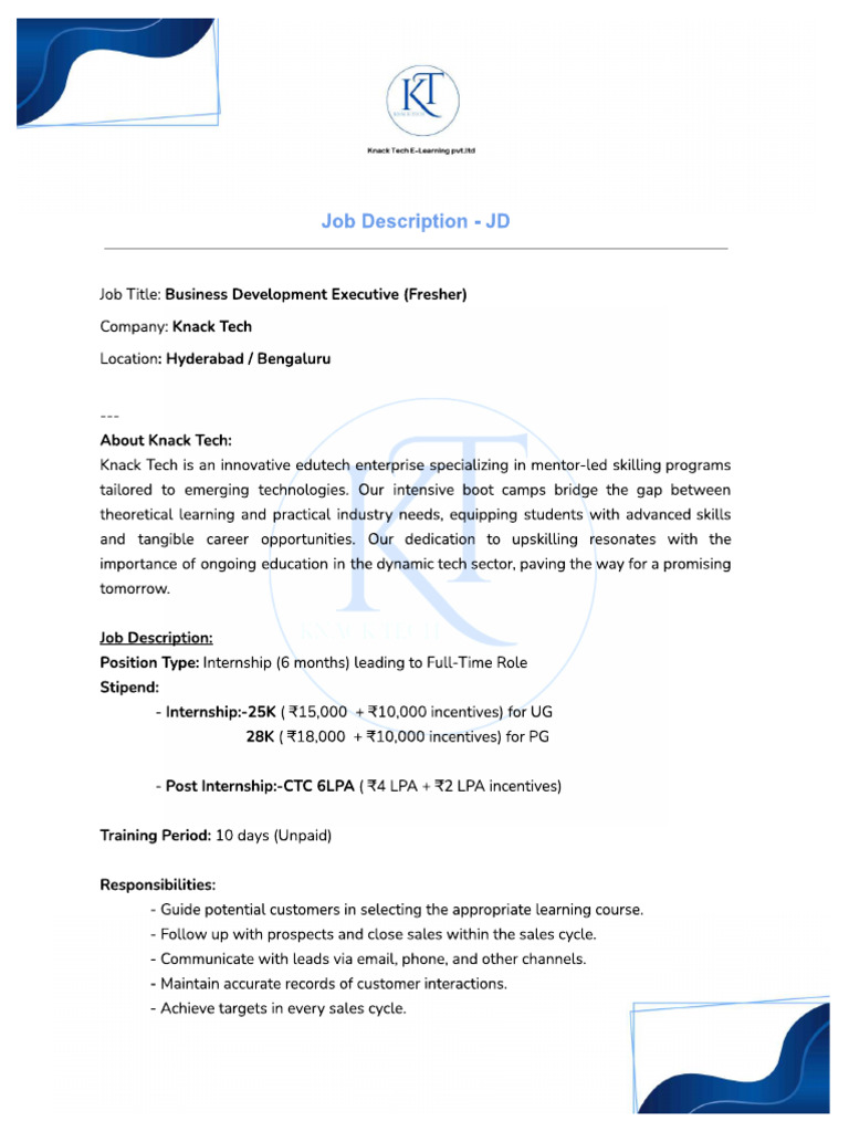 JD KnackTech E-Learning PVT LTD | PDF