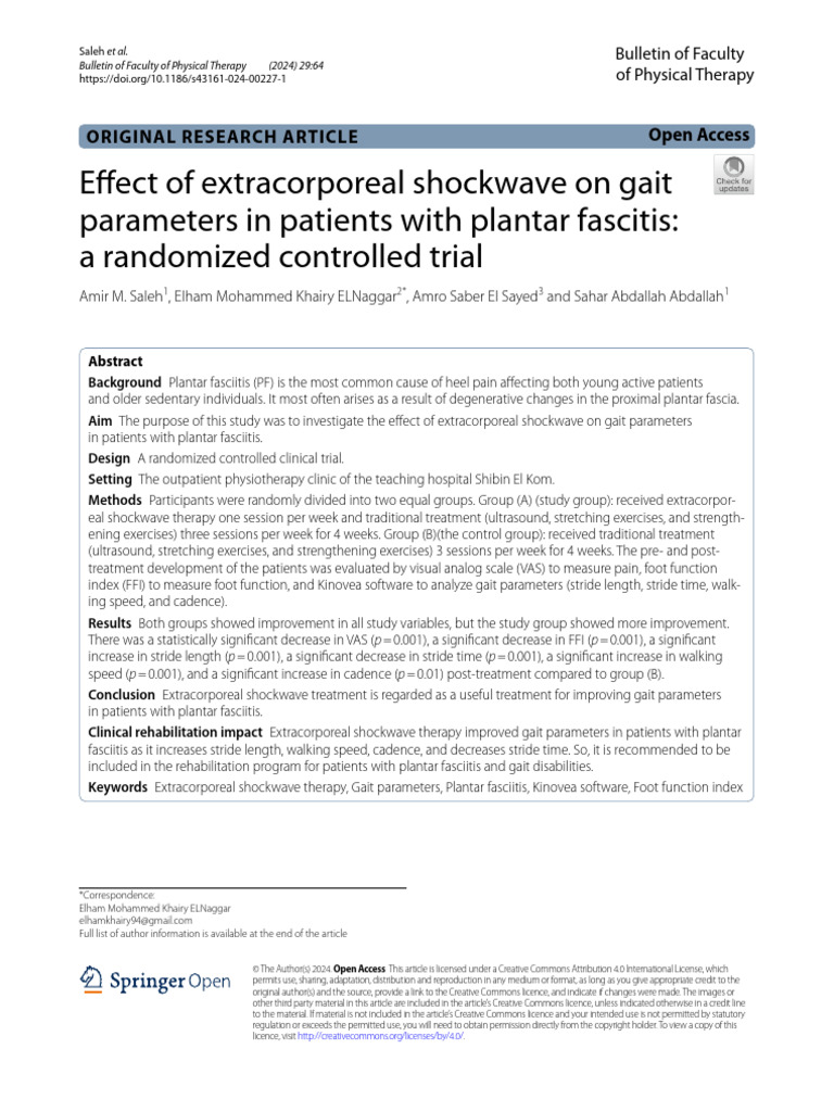 Effect of Extracorporeal Shockwave On Gait | PDF