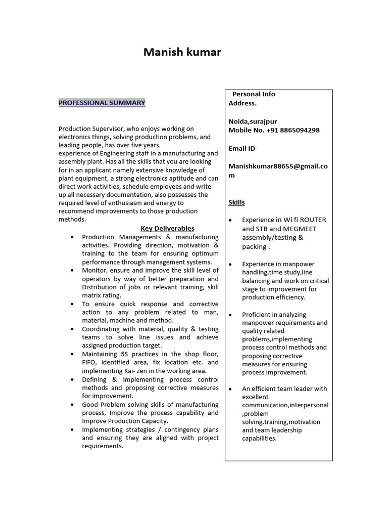 Manish Update Resume (1) - 346 | PDF | Human Resources | Business