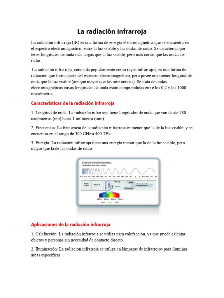 La Radiación Infrarroja | PDF | Infrarrojo | Radiación electromagnética