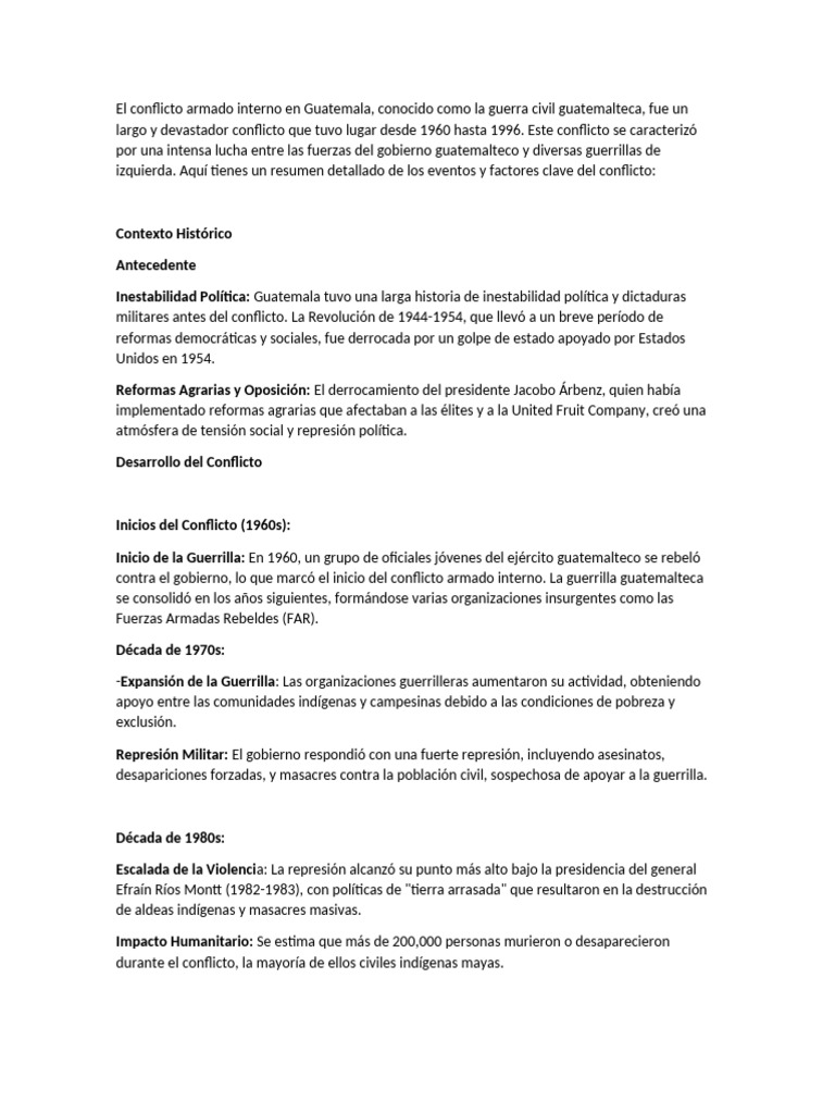 Guerra Civil en Guatemala: Causas y Consecuencias | PDF | Guatemala