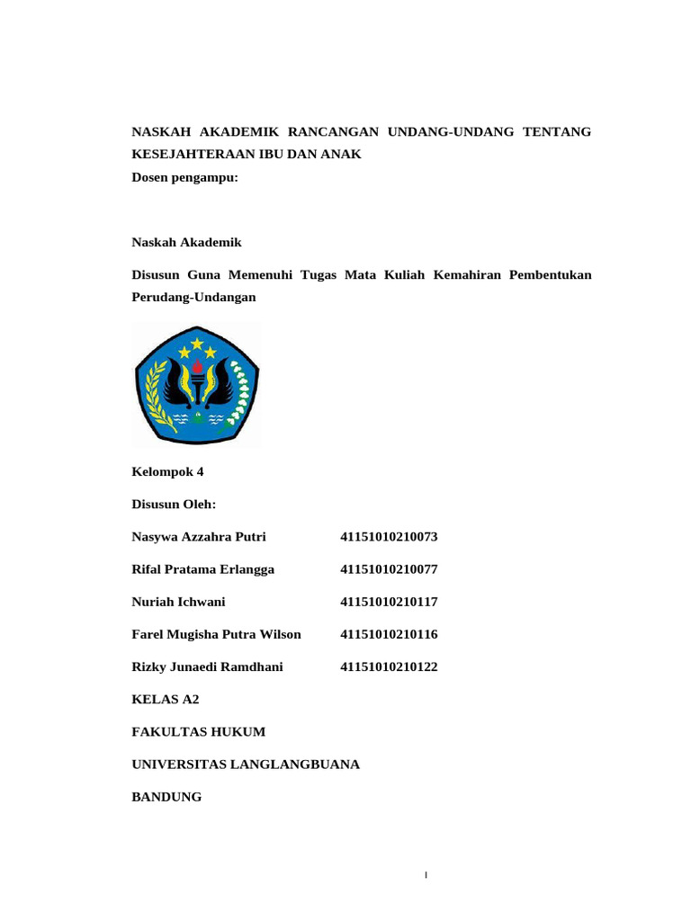 Naskah Akademik Rancangan Undang | PDF