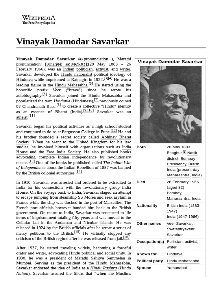Vinayak Damodar Savarkar | PDF