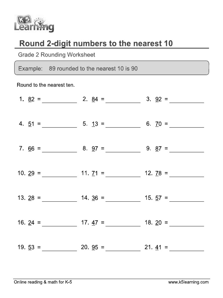 Grade 2 Round 2 Digit Numbers Nearest 10 A | PDF