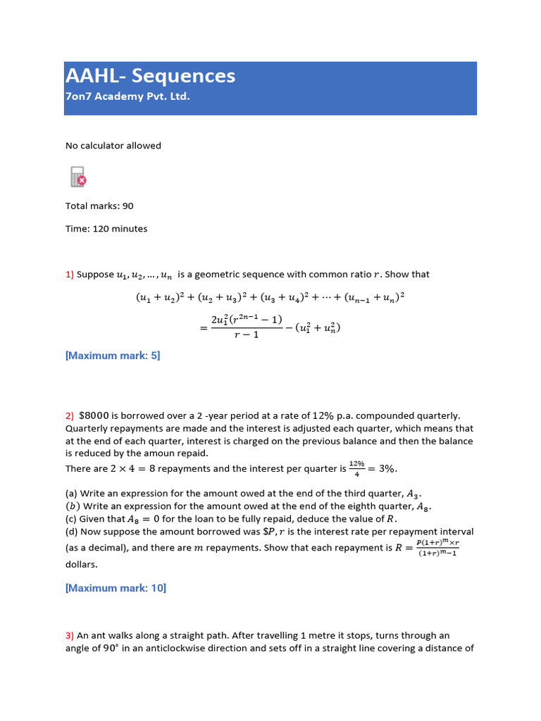 aahl sequences (difficult) | PDF | Interest | Loans