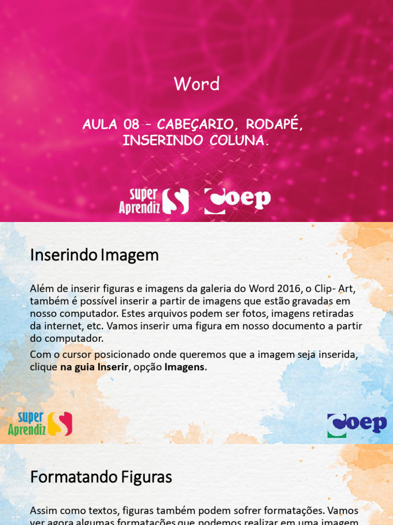 CABEÇARIO, RODAPÉ - Word AULA 08 | PDF