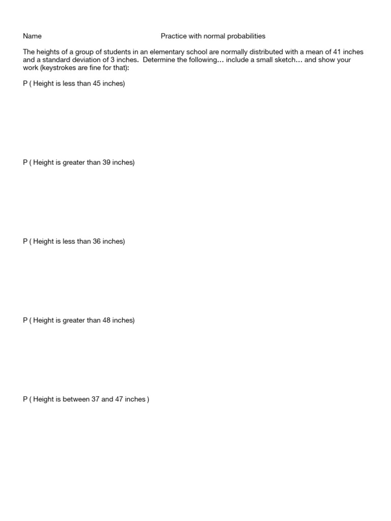 Normal Probabilities Practice | PDF