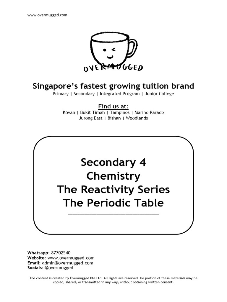 Reactivity Series in the Periodic Table | PDF | Rust | Periodic Table