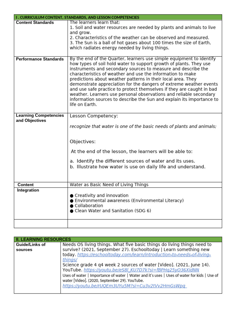 lewater uses LP SCIENCE w2 | PDF | Learning | Water
