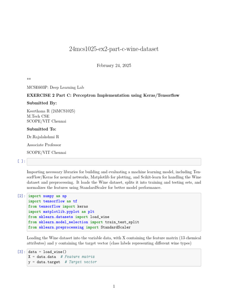 24mcs1025 Ex2 Part C Wine Dataset | PDF | Computational Neuroscience ...