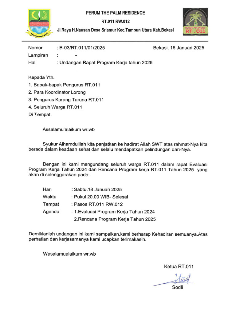 Undangan RT.011 | PDF